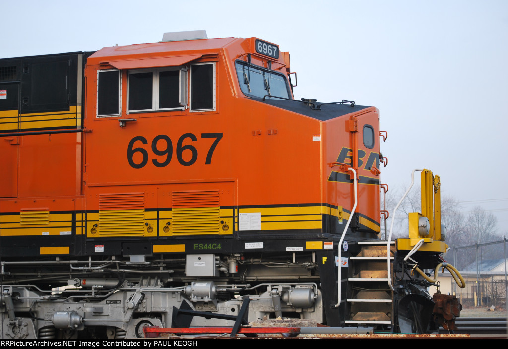 Side Cab Shot of BNSF 6967 as she still sits at the Mendota Siding.